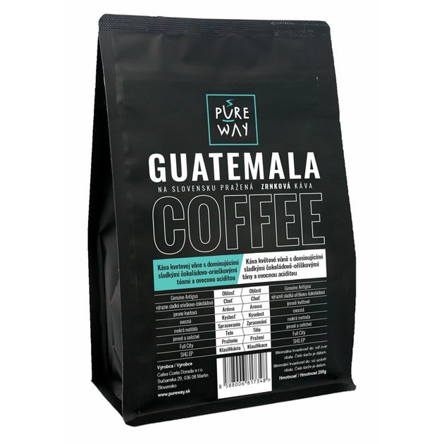 Guatemala zrnková káva 100% arabica – sladká orieškovo-čokoládová chuť | Pureway.sk | Pureway.sk
